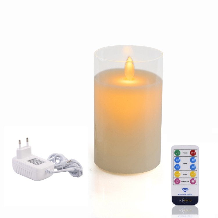 LED wax kaars in glas D 7,5 of D 10 CM oplaadbaar warm met ...